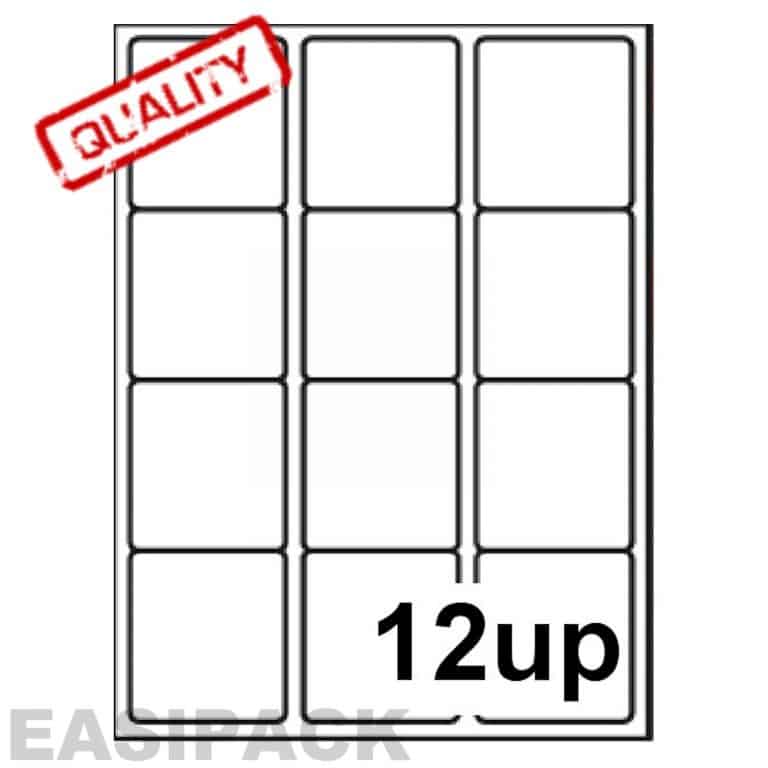 A4 Sheet Address Labels white – 12 UP – 63.5mm x 72mm – EasiPack